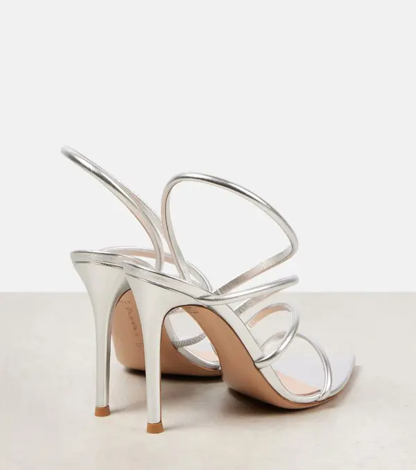 GIANVITO ROSSI Metallic Leather Sandals - Silver