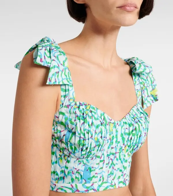 Poupette St Barth Carla Printed Pleated Crop Top
