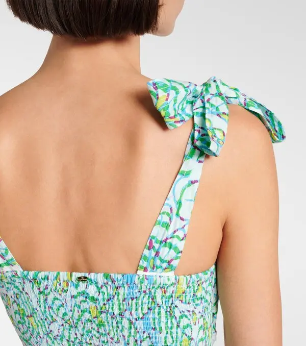 Poupette St Barth Carla Printed Pleated Crop Top