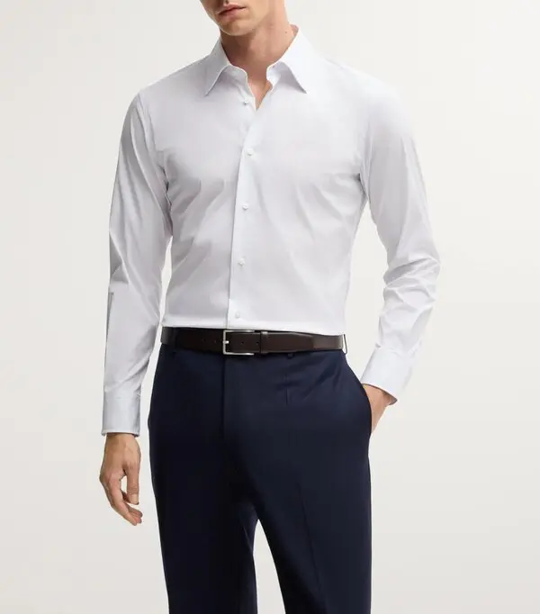 BOSS Stretch-cotton Slim Shirt - White