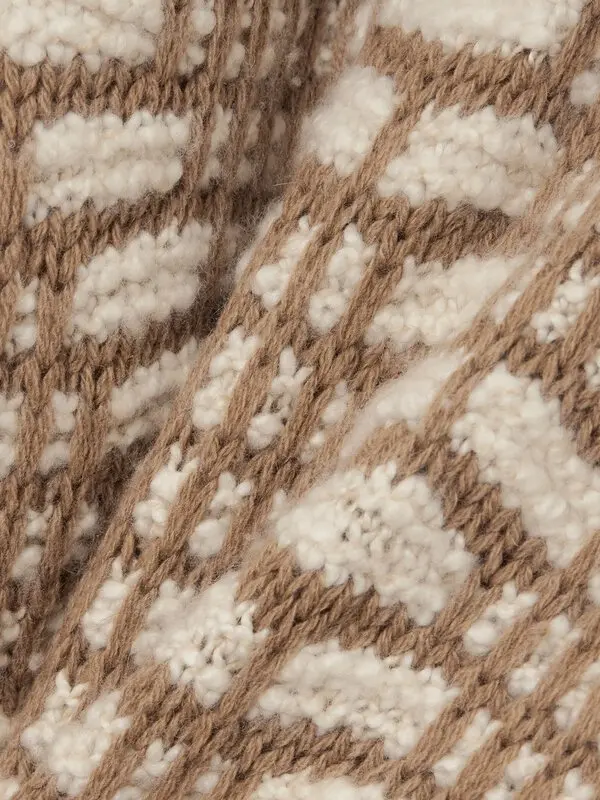 Loro Piana Jacquard-knit Camel Hair Zip-up Sweater