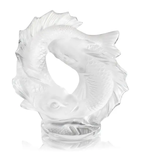 Lalique Double Fish Sculpture - Clear