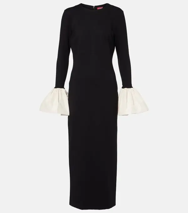 Staud Hawthorne Taffeta-trimmed Maxi Dress - Black