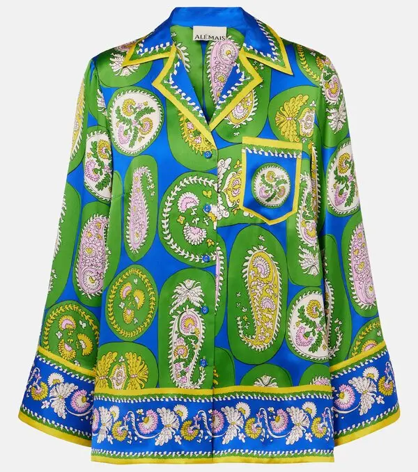 ALEMAIS Printed Silk Satin Shirt - Multicoloured