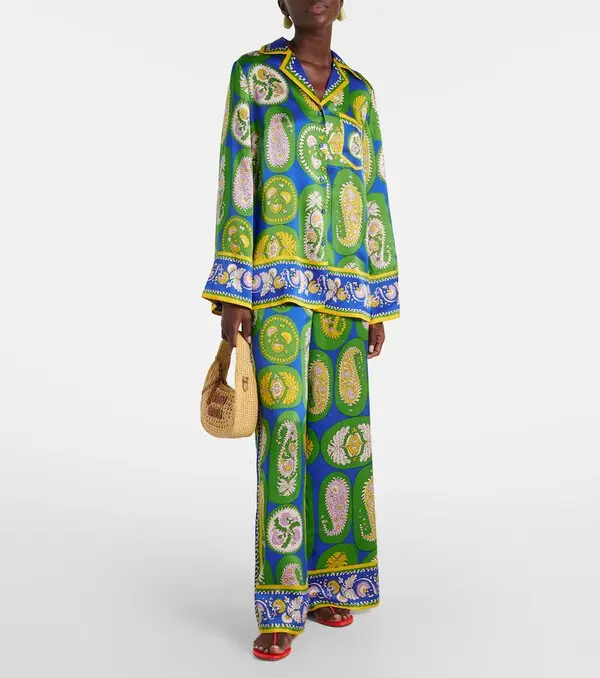 ALEMAIS Printed Silk Satin Shirt