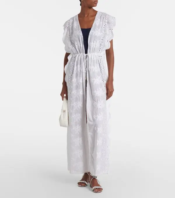 Melissa Odabash Talitha Broderie Anglaise Cotton Beach Dress - White
