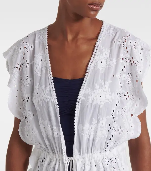 Melissa Odabash Talitha Broderie Anglaise Cotton Beach Dress - White