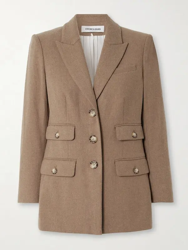 Veronica Beard Nalani Dickey Brushed-twill Blazer - Brown