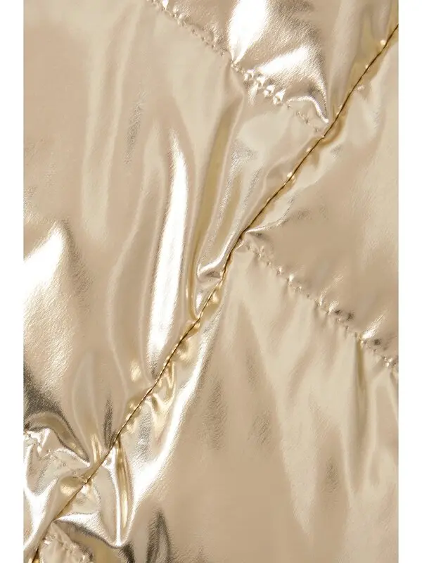 JETSET Gardena Belted Quilted Padded Metallic Ski Vest - Gold