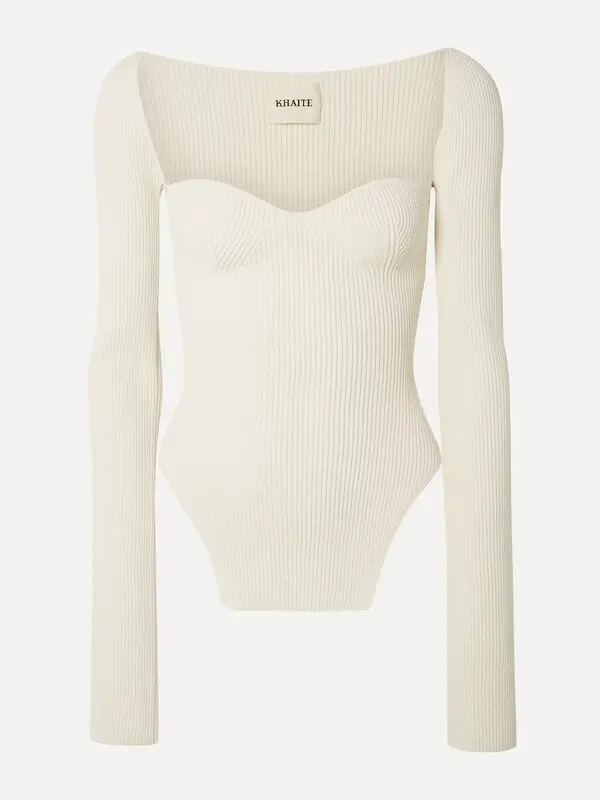 Khaite Maddy Ribbed-knit Sweater - Neutrals