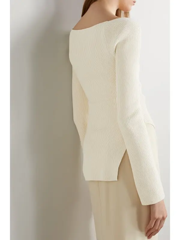 Khaite Maddy Ribbed-knit Sweater - Neutrals