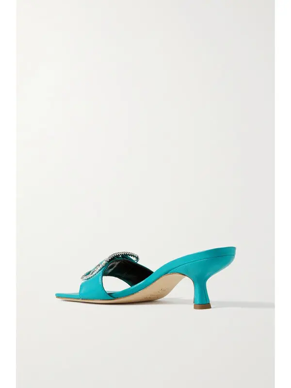By Far Davina Buckled Leather Mules