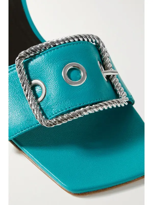 By Far Davina Buckled Leather Mules