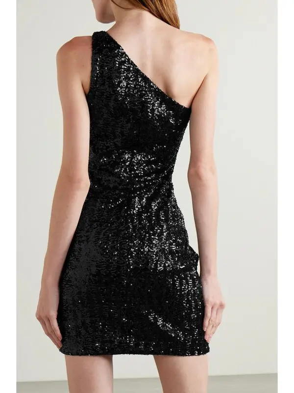 Michael Kors One-shoulder Sequined Tulle Mini Dress