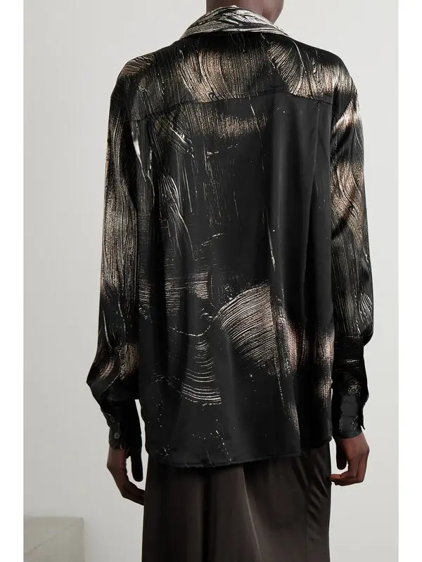 LOUISA BALLOU Oversized Printed Stretch-silk Shirt
