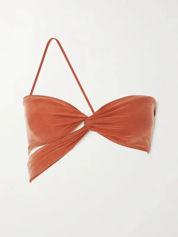 Jacquemus Asymmetric Knot Detail Stretch-jersey Bandeau Top - Red