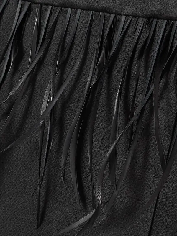 MAXIMILIAN Tasseled Cutout Hammered Silk-satin Midi Skirt