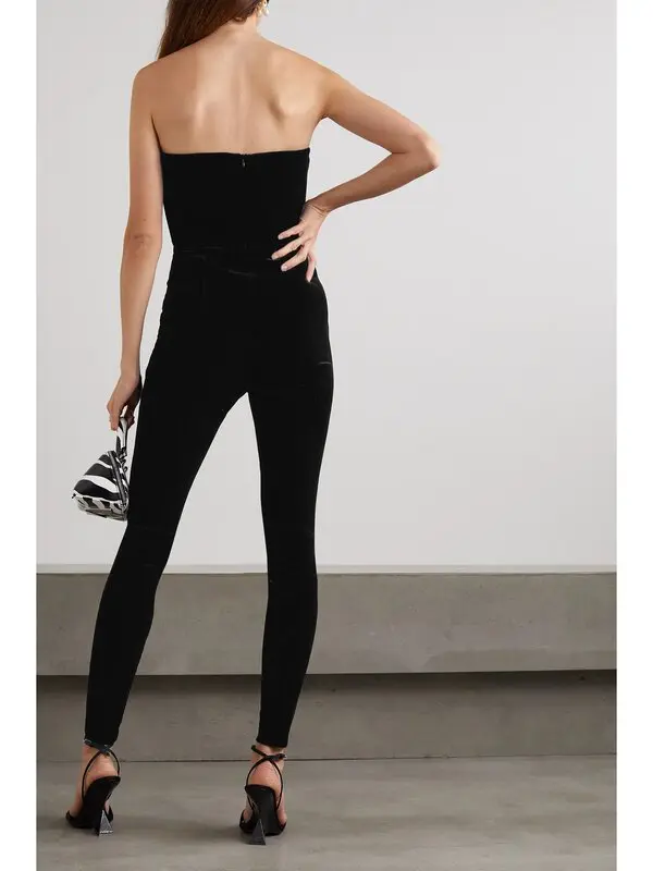 Alex Perry Beckham Strapless Velvet Jumpsuit