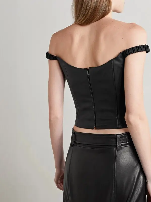 Khaite Audra Cropped Leather Tank Top