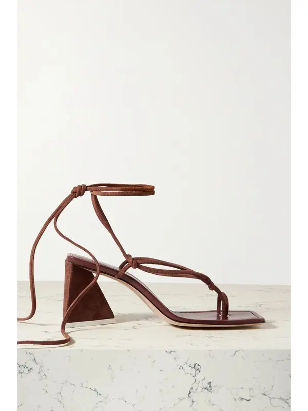 Attico Mona Suede Sandals - Brown