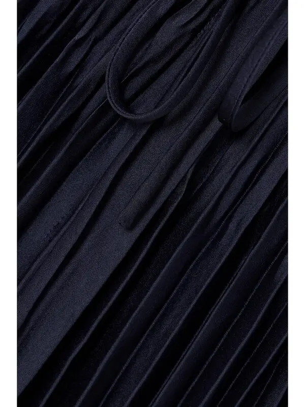 Vince Belted Plissé-satin Midi Dress