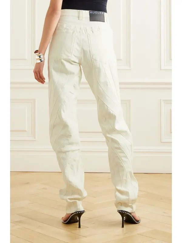 MUGLER Paneled Straight-leg Jeans - Neutrals
