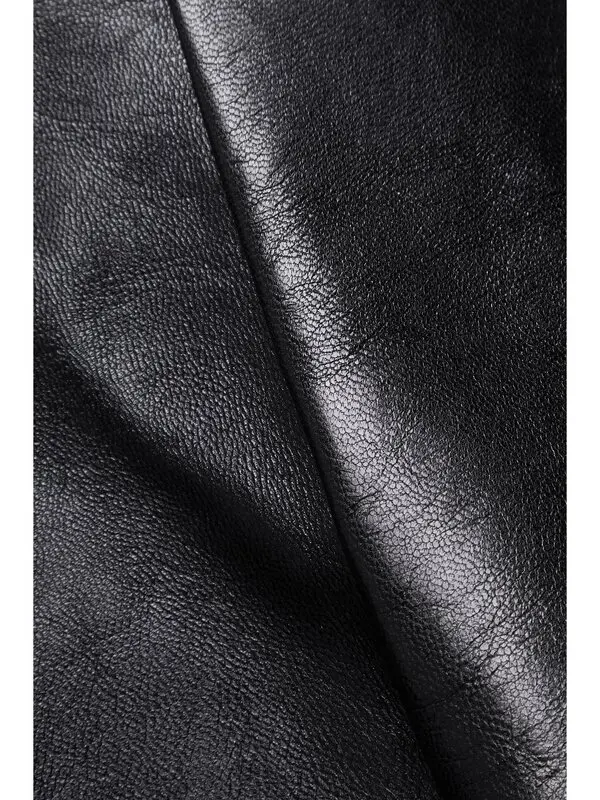 Khaite Rafla Pleated Leather Mini Skirt