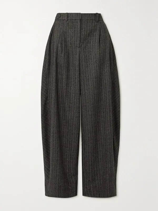 Stella McCartney Net Sustain Pleated Pinstriped Wool Tapered Pants