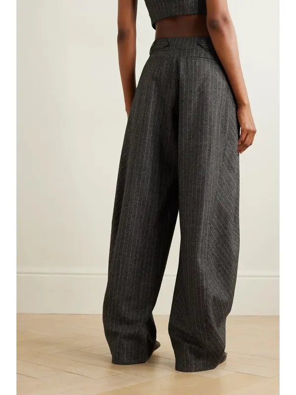 Stella McCartney Net Sustain Pleated Pinstriped Wool Tapered Pants
