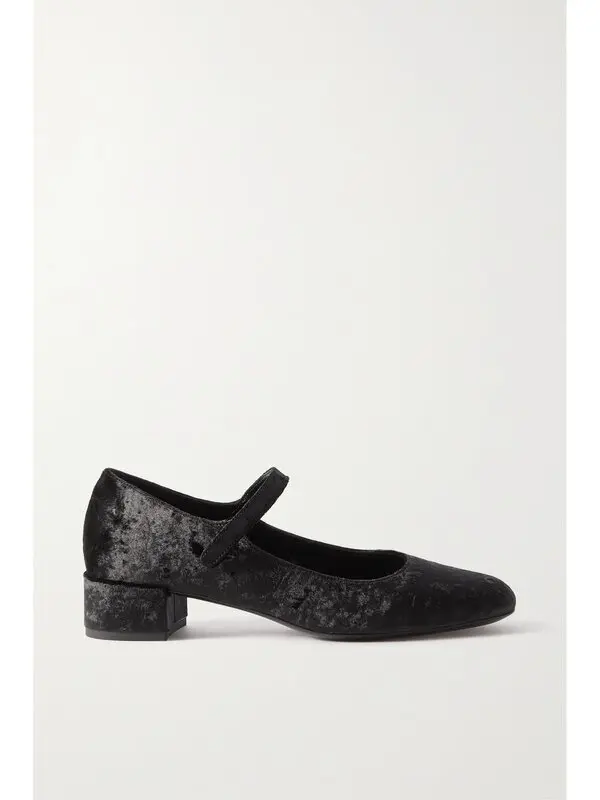 By Far Ginny Crushed-velvet Mary Jane Pumps