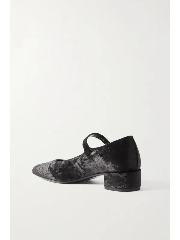 By Far Ginny Crushed-velvet Mary Jane Pumps
