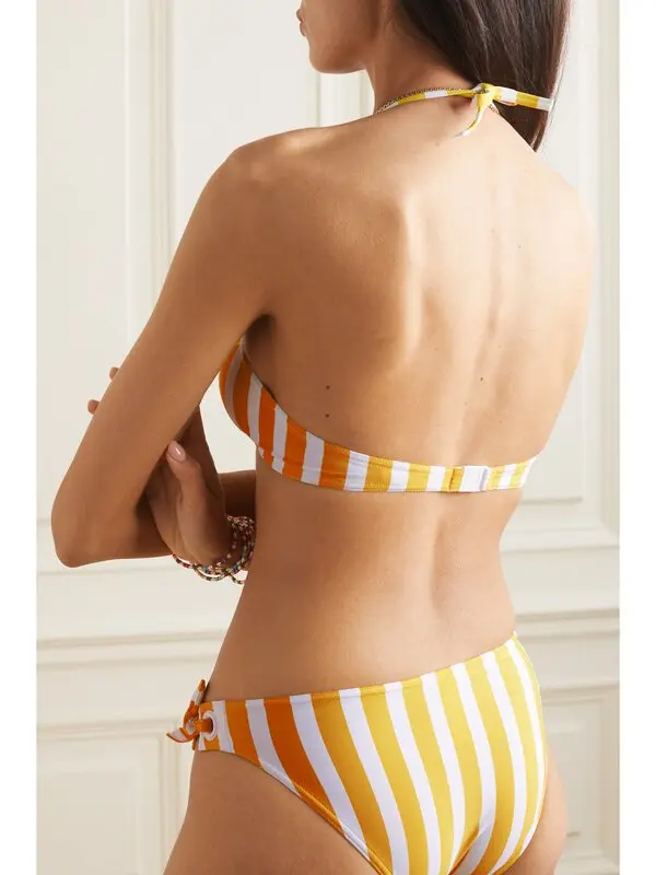 ERES Samba Mucho Eyelet-embellished Striped Triangle Bikini Top
