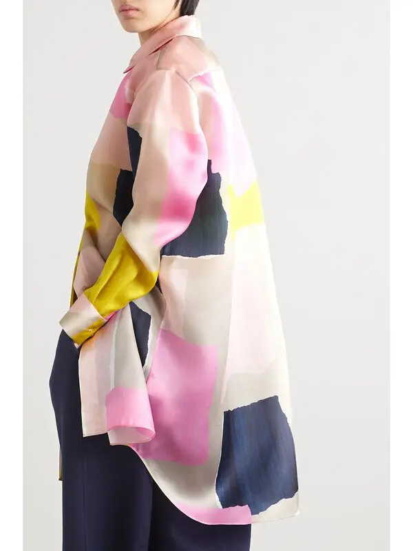 Lafayette 148 New York Oversized Printed Silk-satin Shirt