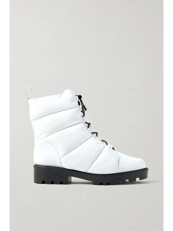 PORTE & PAIRE Quilted Shell Lace-up Ankle Boots