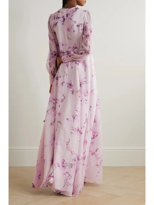Erdem Jaylene Floral-print Silk Maxi Gown