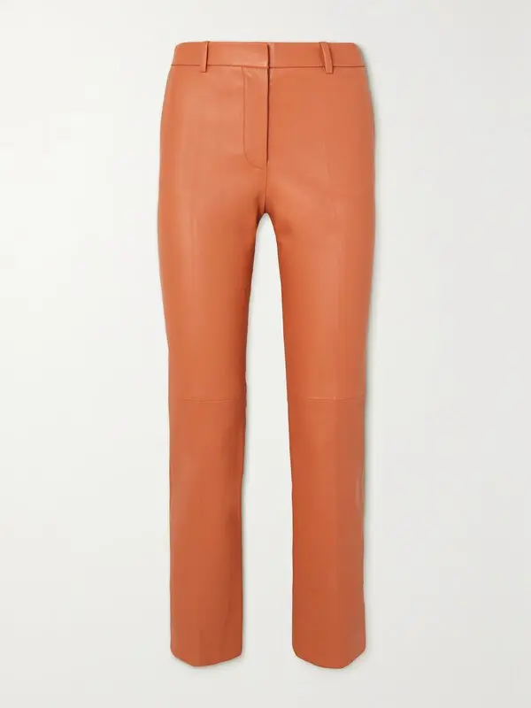 JOSEPH Coleman Leather Skinny Pants - Orange