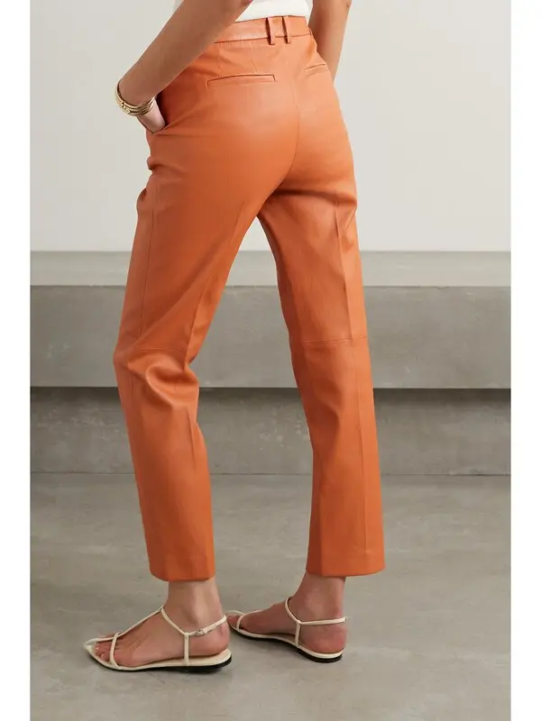 JOSEPH Coleman Leather Skinny Pants - Orange