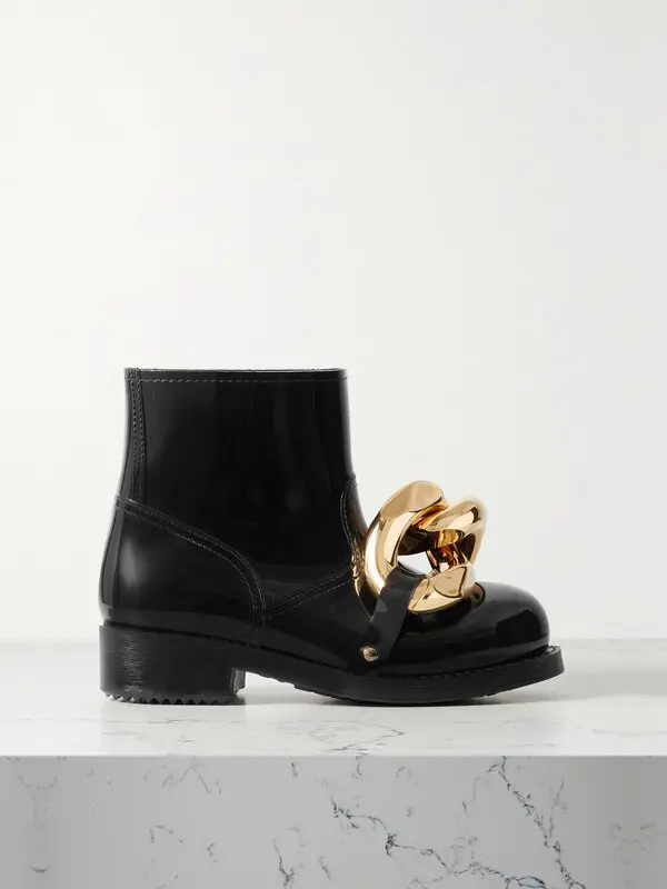 JW Anderson Chain-embellished Glossed-rubber Boots