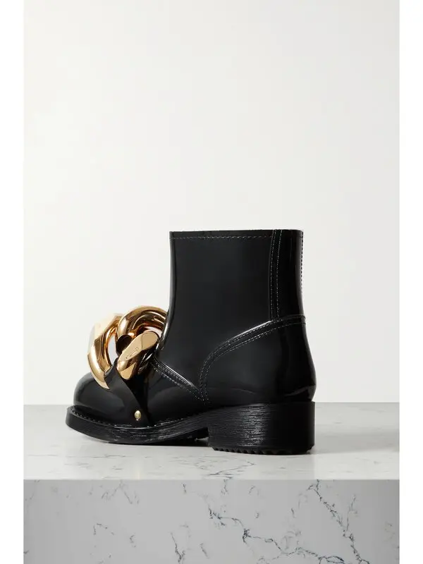 JW Anderson Chain-embellished Glossed-rubber Boots