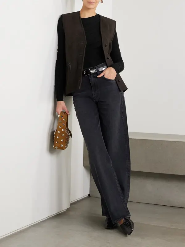 AGOLDE Tania Draped Stretch-tencel™ Lyocell Jersey Top - Black