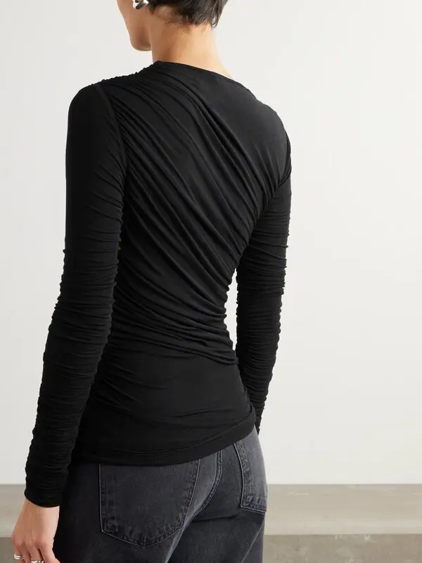 AGOLDE Tania Draped Stretch-tencel™ Lyocell Jersey Top - Black