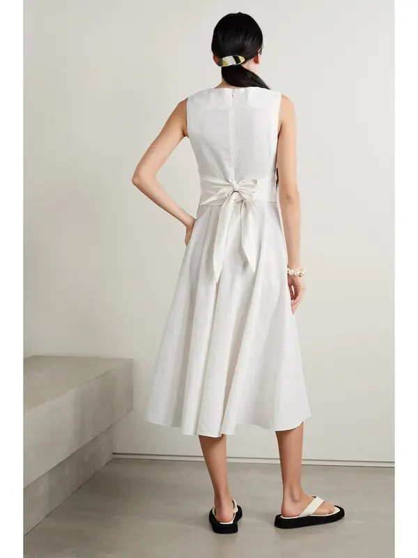 Partow Carina Belted Crinkled-crepe Midi Dress