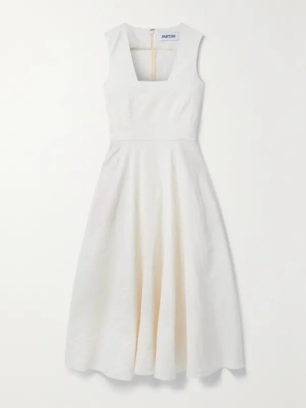 Partow Carina Belted Crinkled-crepe Midi Dress