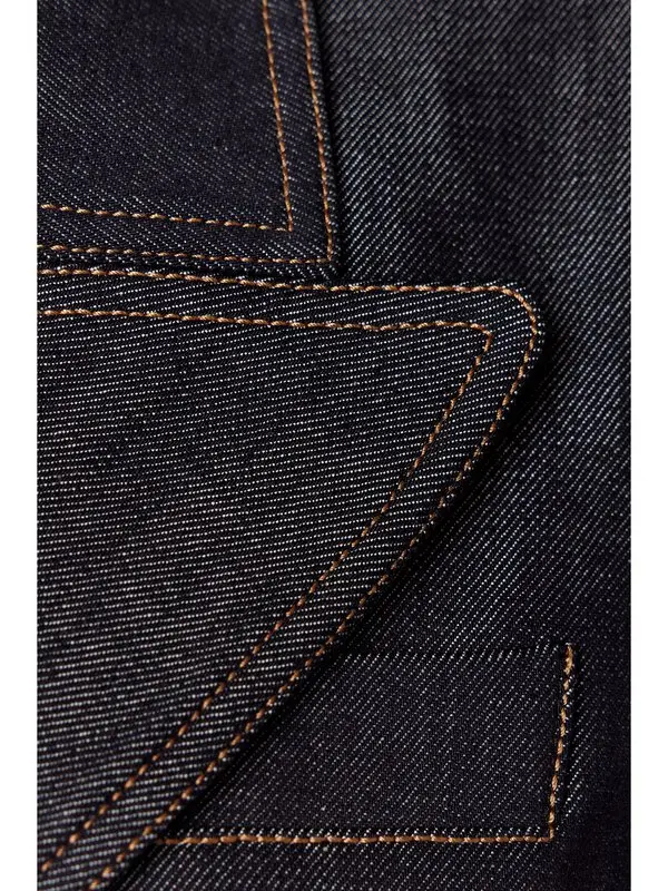 Adam Lippes Belted Double-breasted Denim Jacket