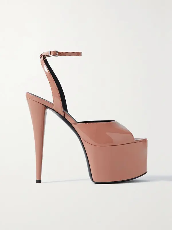 GIUSEPPE ZANOTTI Khalifa Faux Patent-leather Platform Sandals - Neutrals