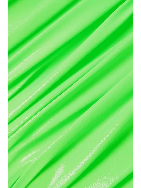 SERGIO HUDSON Strapless Ruched Neon Coated Stretch-jersey Midi Dress