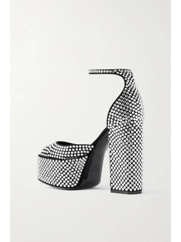 Paris Texas Dalilah Crystal-embellished Suede Platform Pumps