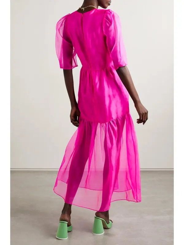 Les Reveries Tiered Silk-organza Midi Dress