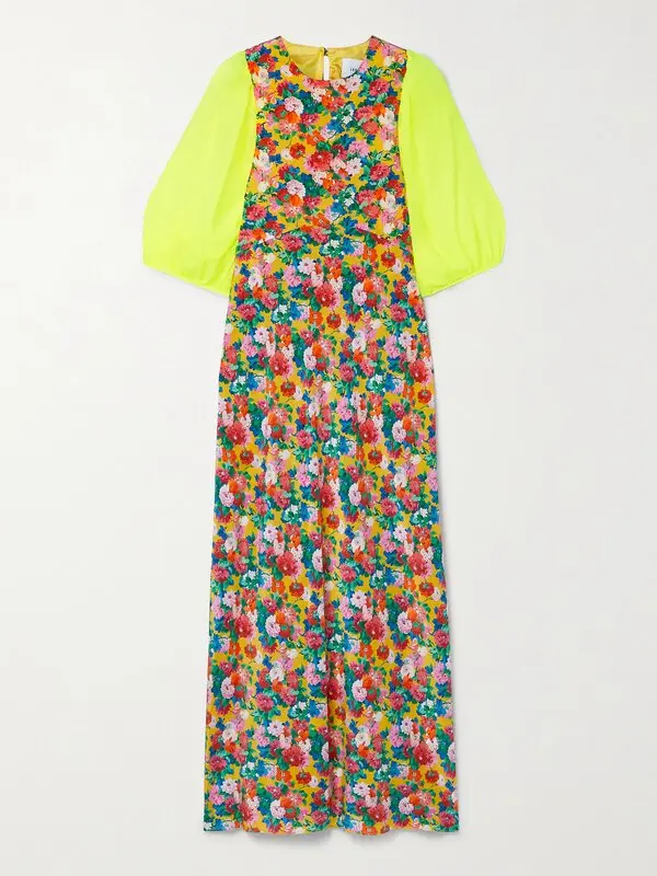 Les Reveries Floral-print Midi Dress - Orange