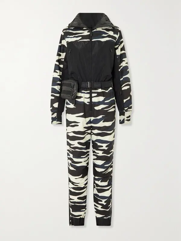 HOLDEN Powder Belted Zebra-print Recycled Ski Suit